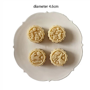 Mooncake Mold,Hand-Pressure Mooncake Molds for Mid-Autumn DIY Pastry Tool Reusable Rabbit Dance Shape Moon Cake Mould(A)