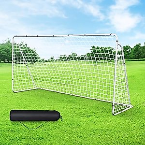 F2C Soccer Net 12 x 6 Soccer Goal for Backyard, Steel Frame for Kids, Adult Portable Shooting Training Aid with Carry Bag,Ground Stakes Waterproof