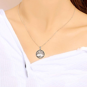 ONEFINITY Tree of Life Necklace Sterling Silver Mother of Pearl Tree of Life Pendant Jewelry for Women Men Gifts