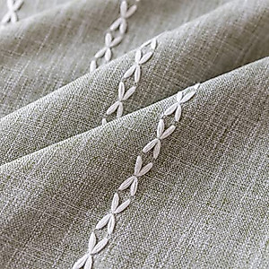 RoomTalks Sage Green Boho Farmhouse Curtains for Bedroom Living Room 84 Inch Length French Country Spring Cute Textured Window Curtain Panels Striped Bohemian Chic Tassel Draperies, 84’’L x 52’’W