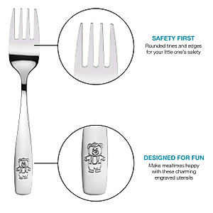 24 Piece Stainless Steel Kids Cutlery, Child and Toddler Safe Flatware, Kids Silverware, Kids Utensil Set Includes 8 Knives, 8 Forks, 8 Spoons, Total of 8 Place Settings, Ideal for Home and Preschools