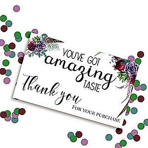 You've Got Amazing Taste Floral Thank You Customer Appreciation Package Inserts for Small Businesses, 100 2" X 3.5” Single Sided Insert Cards by AmandaCreation