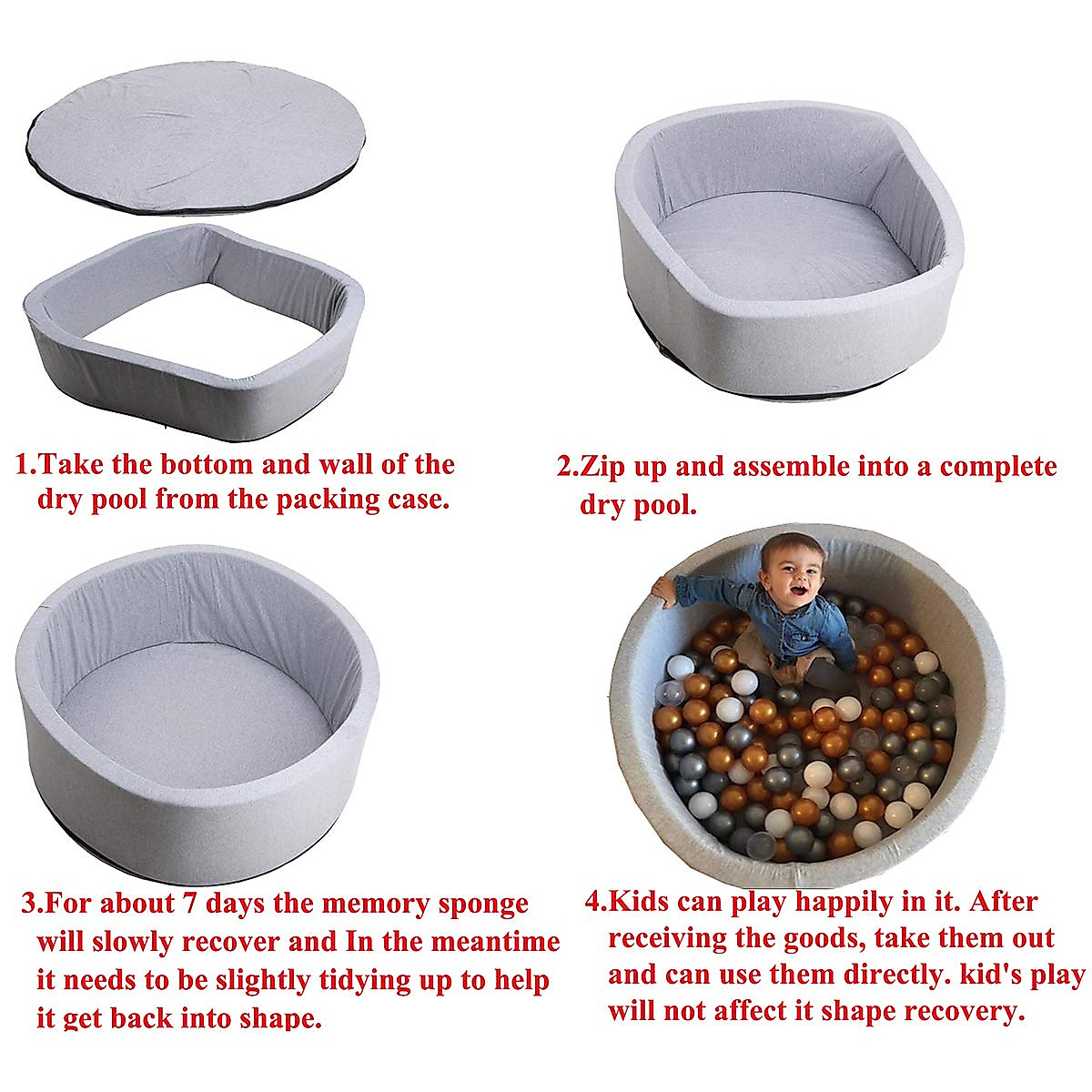 LANGXUN Pit Ball Kiddie Dry Pools, Kids Ball Pit Playpen for Baby Kids Children, Ball Pits Accessories, Baby Toddler Ball Pit, Indoor Playpen, Birthday for Baby Toddler Kids