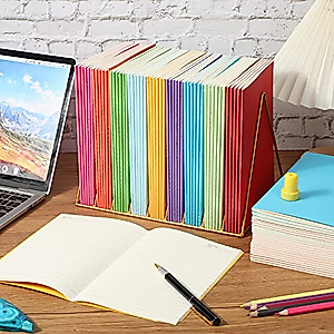 Handepo 100 Pack A5 Kraft Notebooks Ruled Lined Journals Notebooks Soft Cover Kraft Composition Notepad Travel Diary Journals Memo for Girls, Students, Office, School Supplies (Blue)