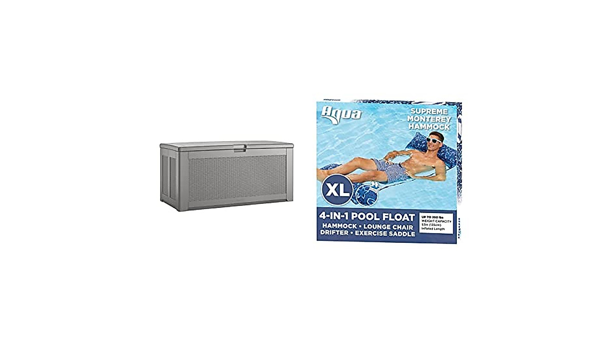 Rubbermaid Outdoor Deck Box & XL Pool Float | Weatherproof Storage ...