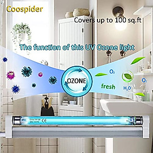 COOSPIDER U/V/C Light Lamp 185nm with 253.7nm Bulb 5ft Cord and Plug 110V (6W Ozone Lamp)