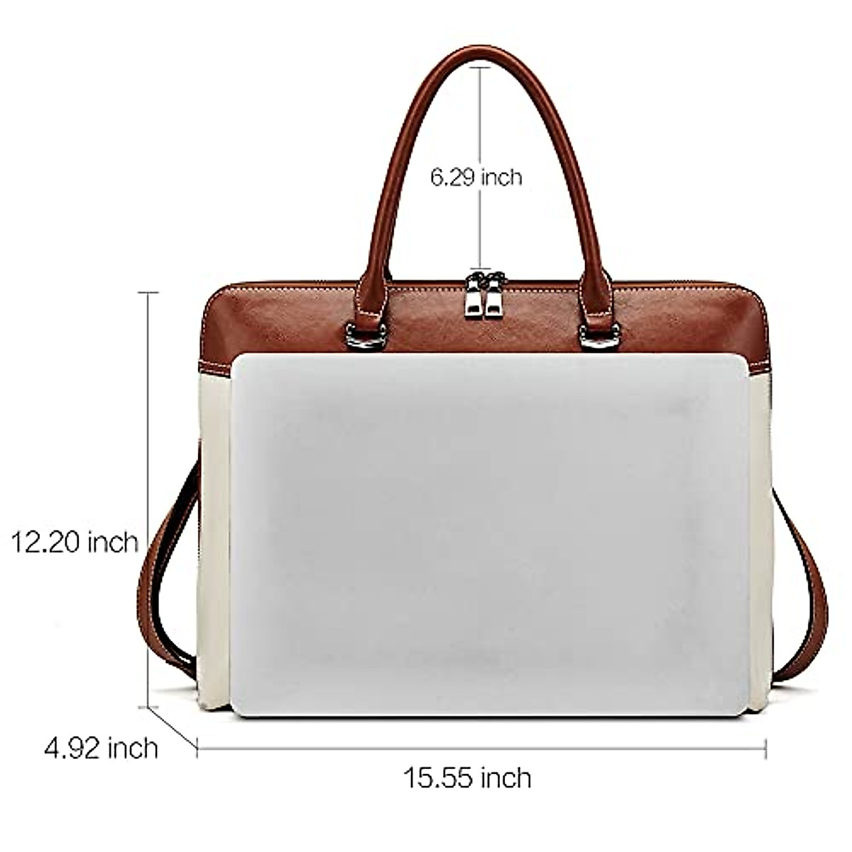 CLUCI Leather Briefcase for Women 15.6 Inch Laptop Business Vintage Slim Ladies Shoulder Bag