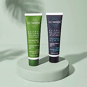 EcoTomorrow Tea Tree Chlorophyll Whitening Toothpaste with Peppermint Essential Oil and Natural Juá - Fluoride Free, Plant Based, Vegan - 4.0oz (Pack of 3)