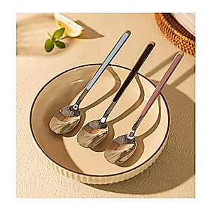 Spoons Soup Spoon Stainless Steel Spoon Household Soup Spoon Long Handle Rice Spoon Durable Delicate Bright Spoon Teaspoon (Color : Bigblue Mug)