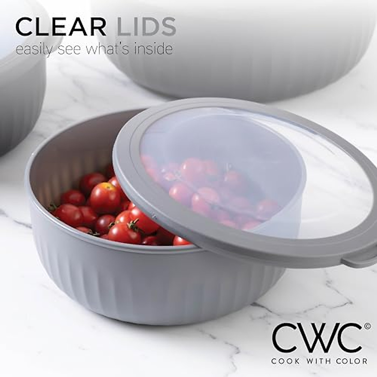 COOK WITH COLOR Prep Bowls with Lids- Wide Mixing Bowls Nesting Plastic Small Mixing Bowl Set with Lids (Green)