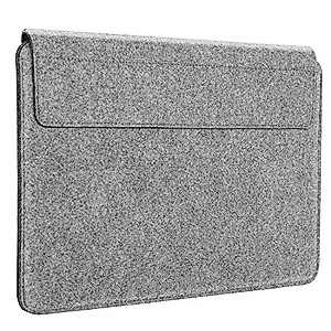 MoKo 13-13.3 Inch Laptop Sleeve Fits MacBook Pro 13" M2/M1, MacBook Pro 14", MacBook Air 13.3", iPad Pro 12.9", Surface Pro 9/8 13", Felt & PU Leather Case Bag with Pocket, Gray&Brown