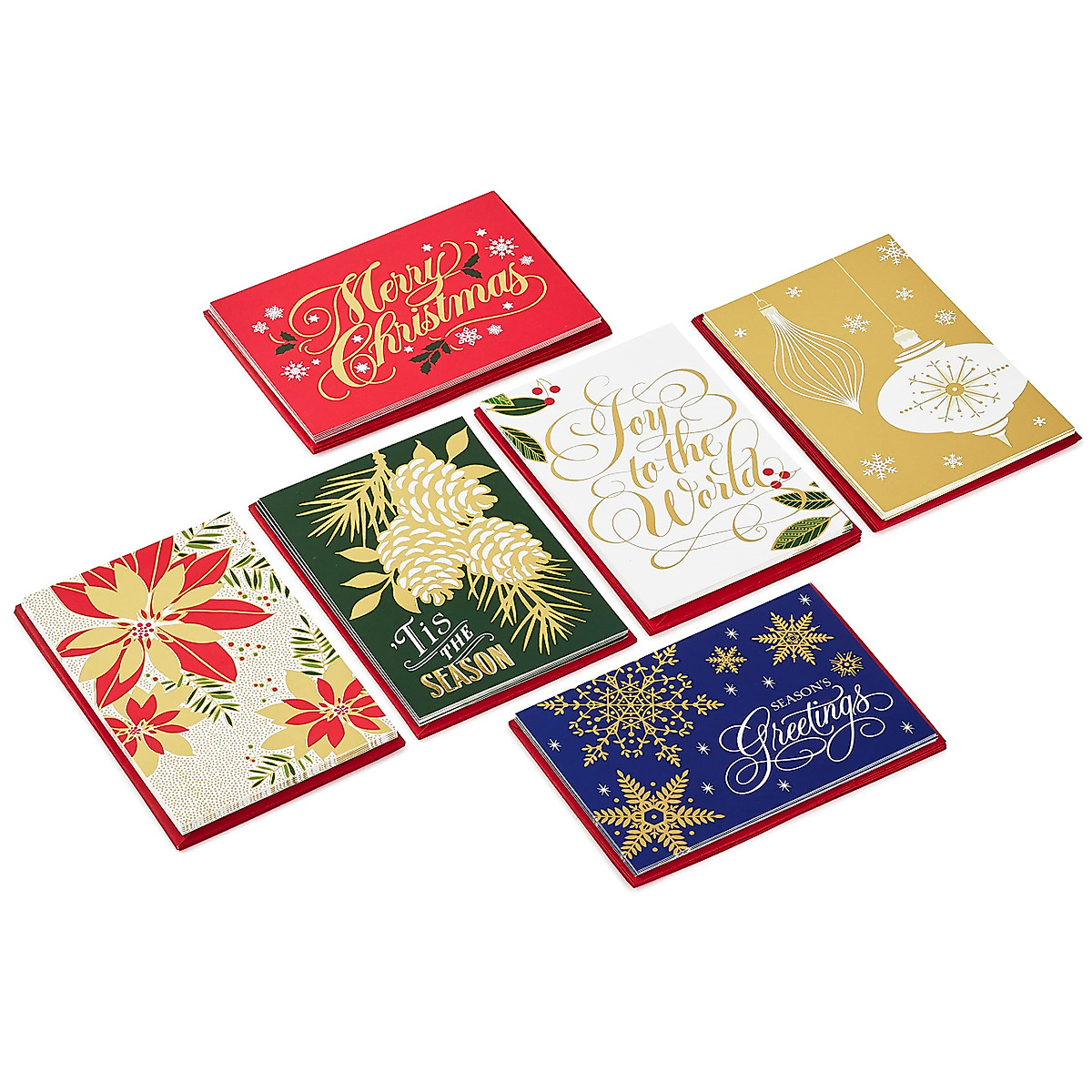 Hallmark Boxed Christmas Cards Assortment, Gold Foil Classic (6 Designs, 36 Cards with Envelopes)