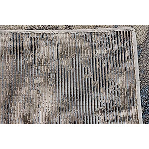 Unique Loom Estrella Collection Modern, Abstract, Watercolor, Contemporary Area Rug, 3 ft 3 in x 5 ft 3 in, Light Blue/Beige