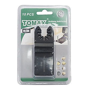 10 PCS Oscillating Saw Blades for Bi-Metal/Wood, Multitool Quick Release Blades Fits Fein Multimaster, Porter Cable, Black&Decker, Bosch Craftsman, Ridgid, Makita, Milwaukee, Dewalt, and More