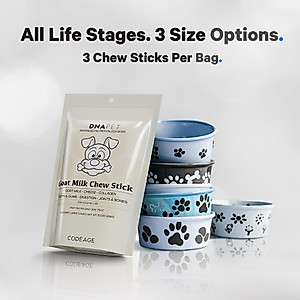 DNA PET Goat Milk Chew Sticks for Dogs Supplement - High Protein, Beef Collagen, Cheese & Probiotics - Medium Dogs 20 to 55 Lbs - Non-GMO, Gluten-Free, Grain-Free, Air-Dried & Handcrafted - 3-Count