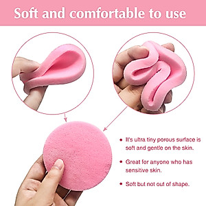 120 Pcs Facial Sponge Compressed,Face Cleansing Sponge Makeup Removal Sponge Pad,Exfoliating Wash Round Sponge for Women,Girls(Pink,Yellow)