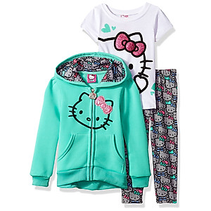 Hello Kitty Big Girls' 3 Piece Hooded Legging Set , Mint, 12