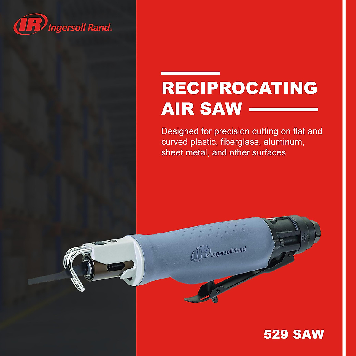 Ingersoll Rand 529 Vibration Reduced Reciprocating Air Saw, 3/8" Stroke Length, 9,500 Strokes Per Minute, 1.5 lbs