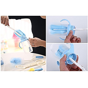 Honbay Bottle Brush Cleaner Kit with Teat Cleaner and Straw Brushes 360 Degree Rotating 5 PCS Within One Set Comes in Different Size selections - Random Color