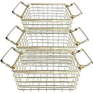 Majika 3 Gold Wire Basket Set | Storage | Decor | Crafts | Kitchen Organizing | Great for Closets | Cabinets | Pantries | Tables | Counter Tops | Office Storage | Nesting Baskets