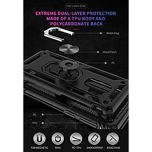 Androgate for Samsung Galaxy S9 Case with HD Screen Protectors, Military-Grade Metal Ring Holder Kickstand 15ft Drop Tested Shockproof Cover Case for Samsung Galaxy S9 (2018), Black