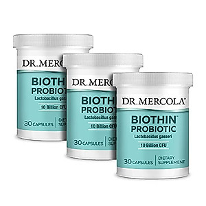 Dr. Mercola Biothin Probiotic 10 Billion CFU Dietary Supplement (3 Pack) 30 Servings (30 Capsules), Supports Optimal Digestion and Regularity*, Non GMO, Gluten Free, Soy Free