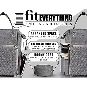 QZLKNIT Knitting Bag Backpack, Crochet Bag Organizer, Yarn Bag Organizer, Crochet Organizer Tote Bag, Yarn Organizer Tote Bag for Crochet Accessories (Bag Only)