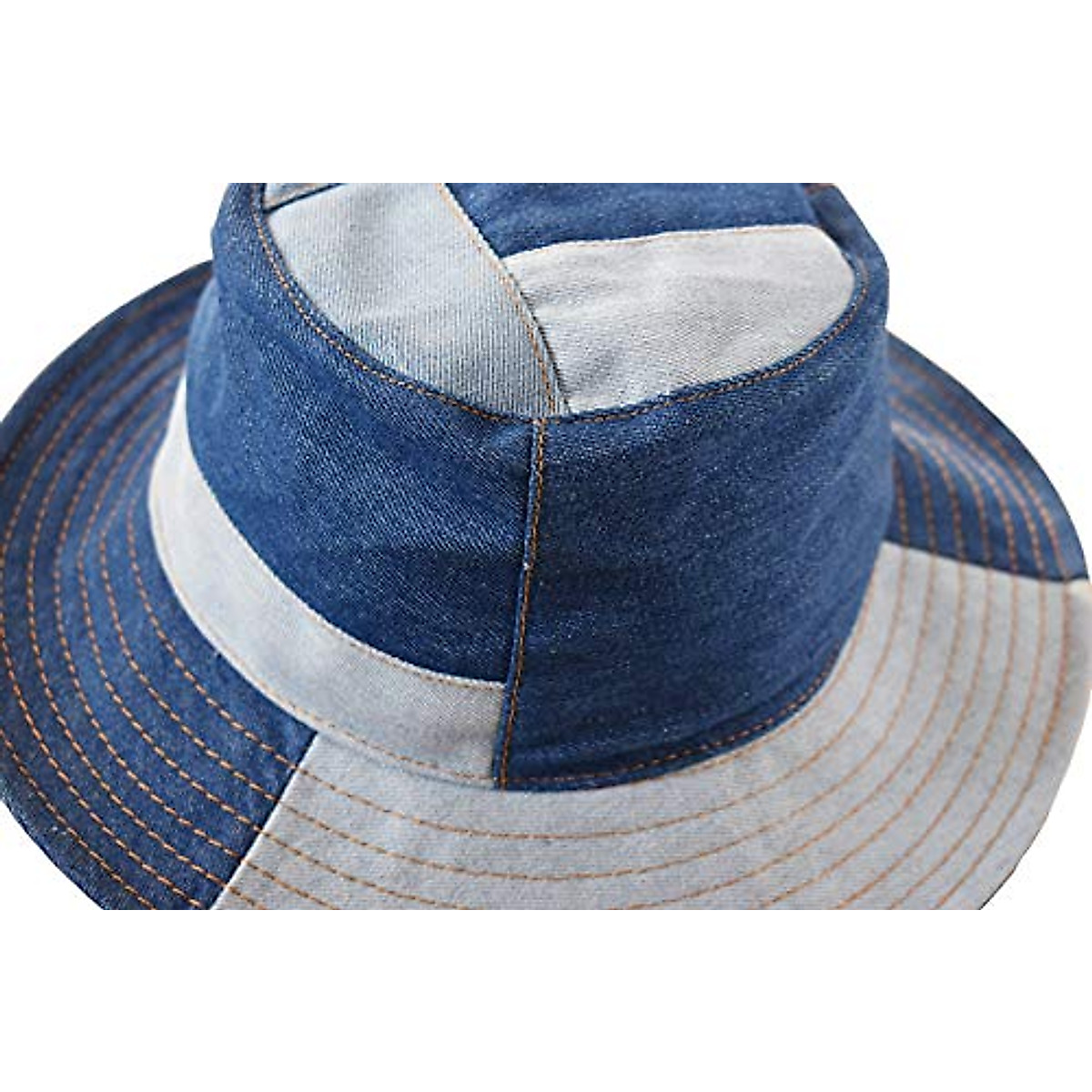 Aodrusa Womens Patch Bucket Sun Hat Denim Cotton Fisherman Caps Blue One Size