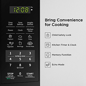 BLACK+DECKER BCRK25B Compact Refrigerator Energy Star Single Door Mini Fridge with Freezer, 2.5 Cubic Feet, Black & COMFEE' EM720CPL-PMB Countertop Microwave Oven with Sound On/Off, ECO Mode and Easy