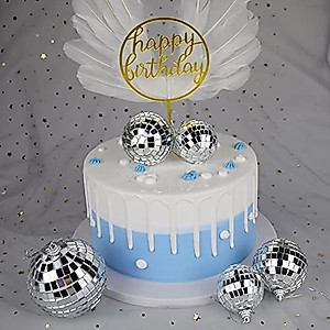 Disco Balls Ornaments Decoration, 50Pcs 1.2 Inch Mirror Disco Balls Sets Car Accessory Hanging on Rearview Mirror Disco Balls Bright Reflective for Christmas, Wedding, Holiday, Birthday Party (B)