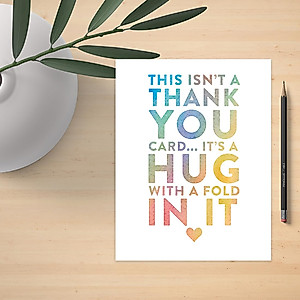 Andaz Press Funny Jumbo Thank You Card With Envelope 8.5 x 11 inch, Big Greeting Card, Hug With A Fold In It, 1-Pack, Huge Large Group Greeting Card, Includes Envelope