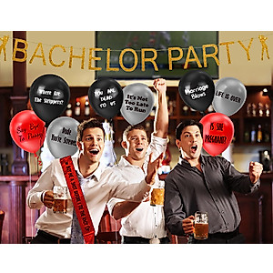 Brosash "Buy Me a Shot Before I Tie The Knot Red Bachelor Bachelorette Party Sash Black Lettering Bride Gifts Bridal Shower Favors Engagement Set Women Men Wedding Ideas Decorations Funny Decor