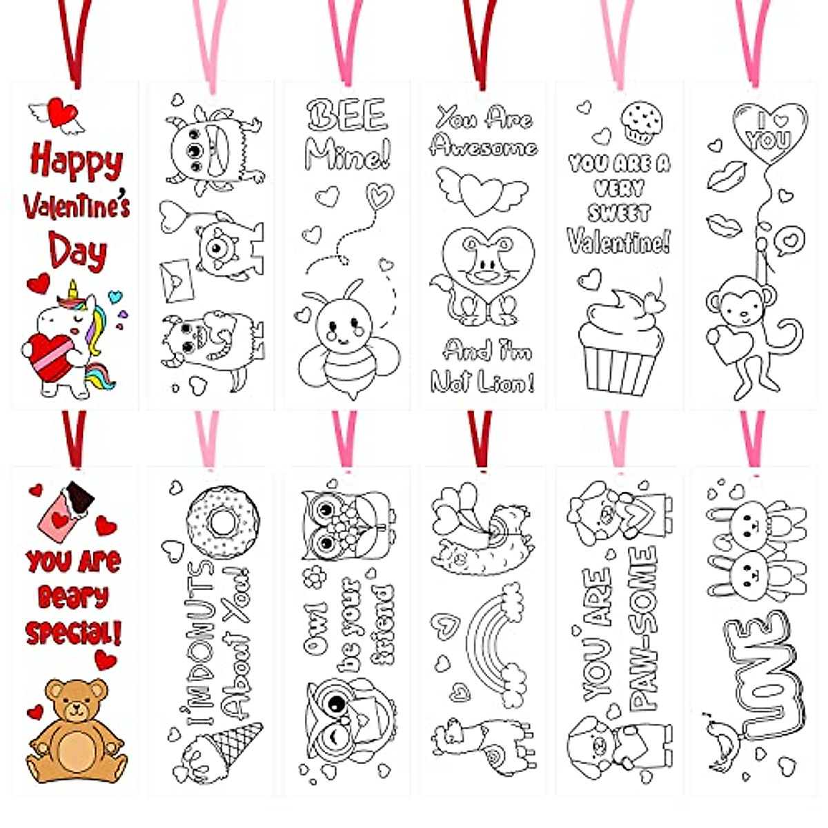 Haooryx 75PCS Color Your Own Bookmarks Kids Creative DIY Coloring Blank Bookmarks Teachers Students Reading Enthusiasts Paint Bookmarks School Paper Art Craft Gift Supplies