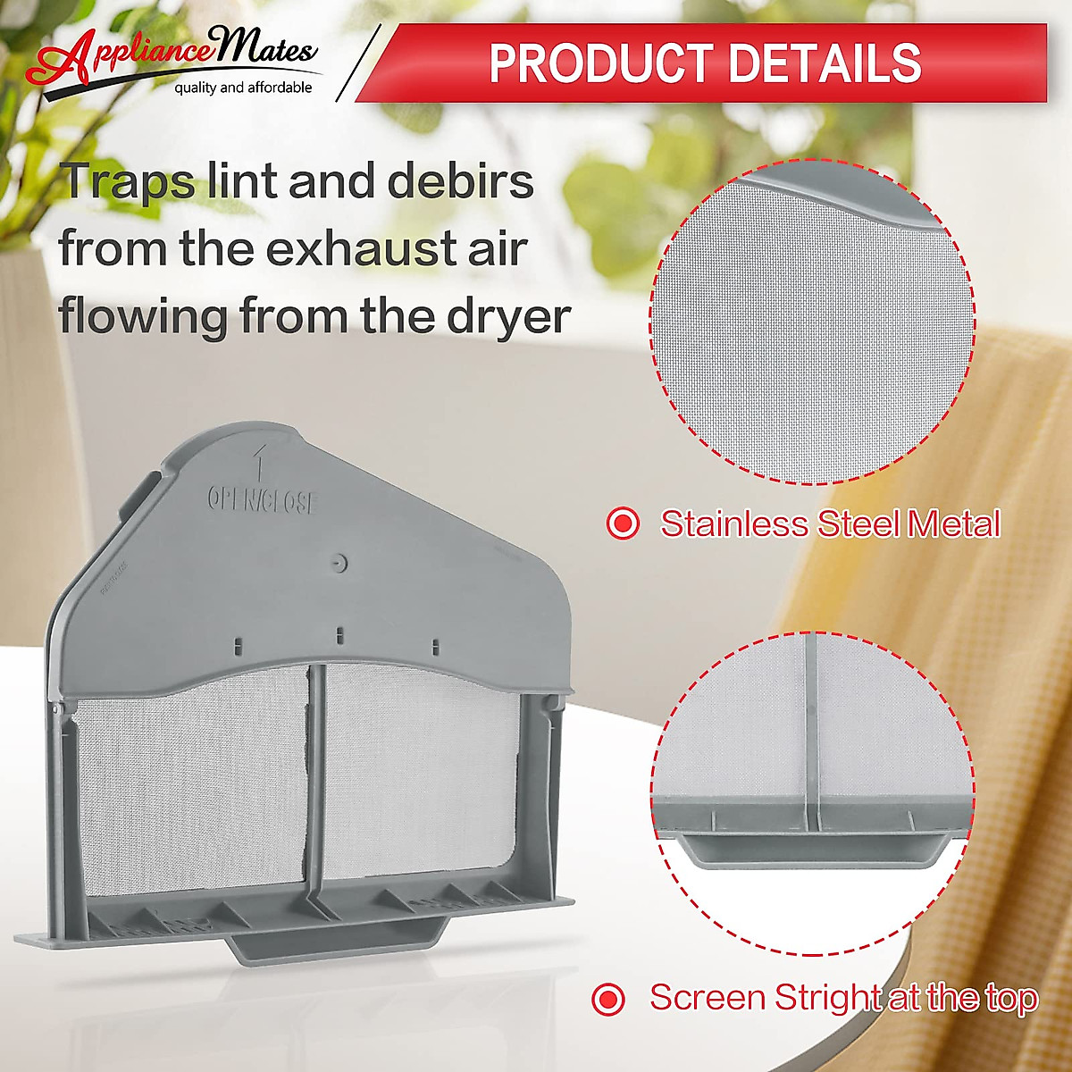 DC97-16742A Dryer Lint Trap Screen Filter Replacement for Samsung Dryer-Replaces AP5306681, DC61-03048A, DC61-02610A, DV45H7000EW/A2, DV40J3000GW/A2 with Flap and Vent Cleaner Brush