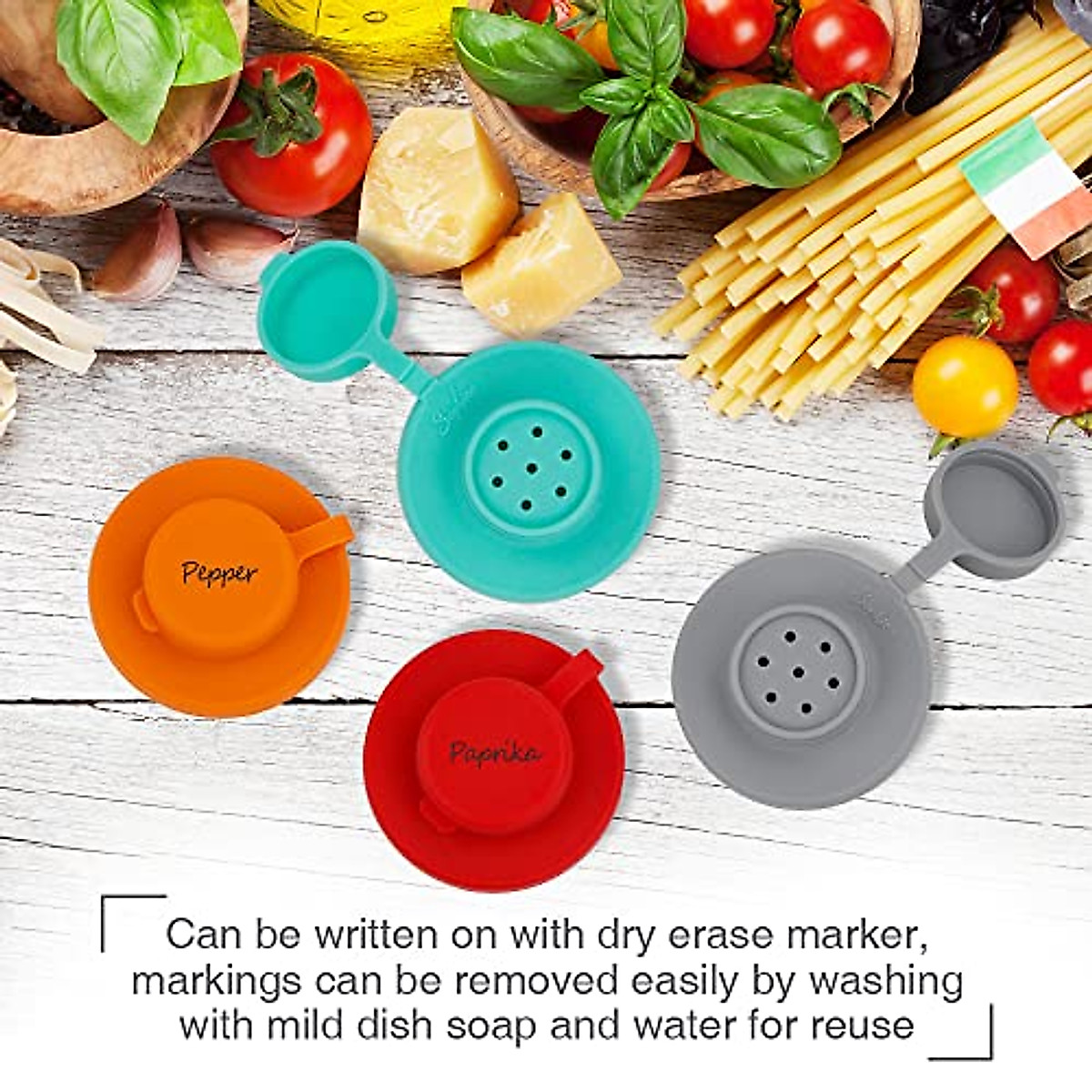 Sophico Small Salt and Pepper Shakers Set with Moisture Proof Sinlicone Lids, 4.5oz Mini Spice Shaker to go for Camping Travel Picnic Lunch Boxes (Mint & Grey, Small & Medium)