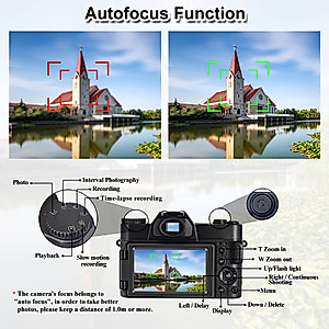ISHARE 4K Digital Camera for Photography, 48MP FHD Video Camera with WiFi, 3 Inch Flip Screen, 16X Digital Zoom, Vlogging Camera for YouTube (32G Micro Card)