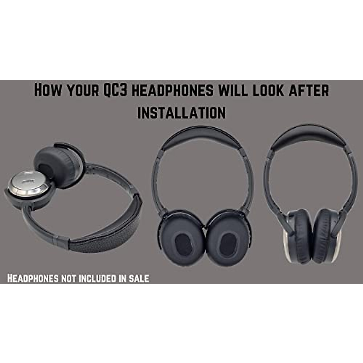 Replacement QC3 Ear Pads/On-Ear Ear Pads and V2 QC3 Headband pad/On-Ear Headband pad Cushion Compatible with Bose QuietComfort 3 (QC3) and Bose On-Ear (OE) Headphones (Black)