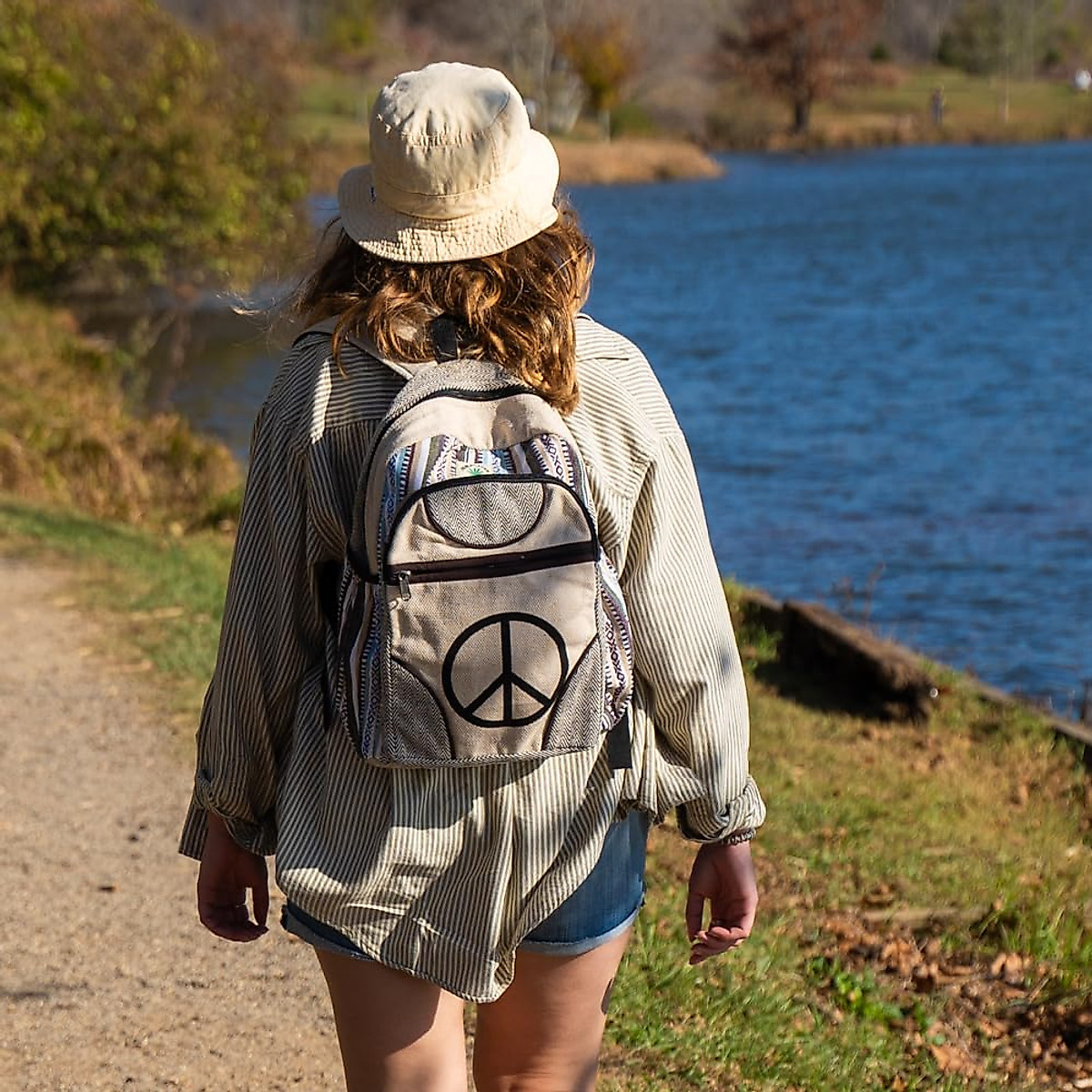 ThreadHeads Himalayan Hemp Simple Peace Backpack - 11"x16"