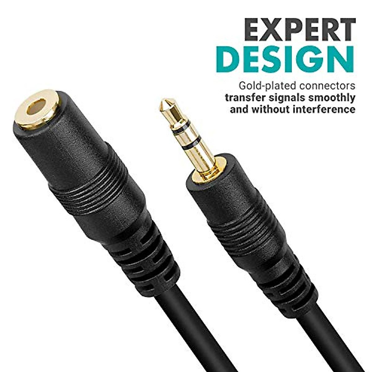 Movo MC20 3.5mm Audio Cable - 3.5mm TRS Female to Male 20ft Extension Cord for Microphones, Headphones, and More