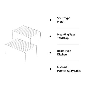 iPEGTOP Set of 2 Kitchen Cupboard Organiser, Freezer Cabinet Shelf Wire Rack, Medium (13 x 9.4 Inch) Rustproof Steel Storage Space Saver Shelves for Countertops Pantries Utensils Countertops -White