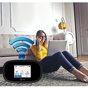 AT&T Wireless Hotspot WiFi Device 4G LTE MiFi 8000 | Global 4G Cat18 LTE | Up to 1 Gbps | EVDO-LINK Bundle for Mobile Hotspot Device | with SIM Card and Extra Battery