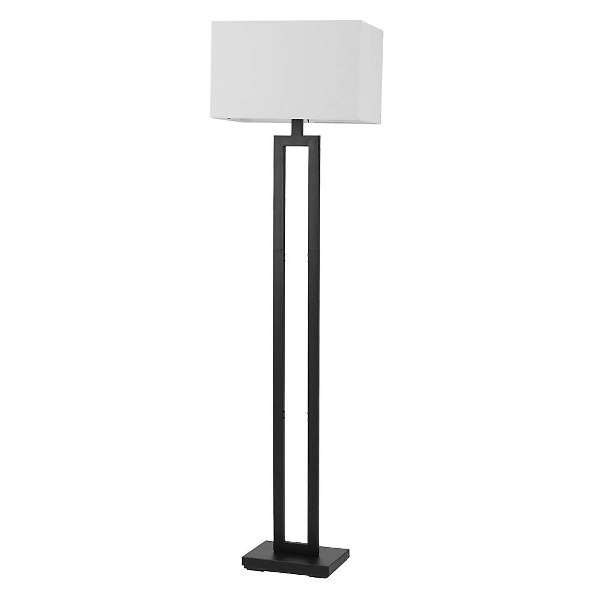 Globe Electric 67046 D'Alessio 58" Floor Lamp, Matte Black, White Linen Shade, On/Off Socket Rotary Switch