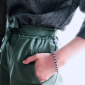 RIZILIA Ice Cube Princess Cut Simulated Blue Sapphire CZ 18K White Gold Plated Tennis Bracelet, 7"