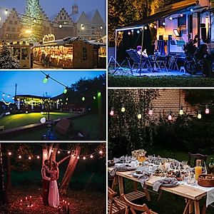 HBN Smart Color-Changing Outdoor String Lights - 48ft, LED, 24 Bulbs, 2.4 Ghz WiFi Needed-Compatible with Alexa, Google Assistant, iOS and Android (Tuya Smart App Needed) No Smart Hub Required