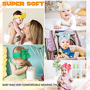 Hoteam 50 Pcs Baby Girls Large Bows Headbands 6.3 Inch Soft Wide Turban Baby Headbands Elastic Nylon Hairbands Hair Accessories for Infants Newborns Infants Toddlers Kids