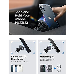 LISEN MagSafe Car Mount - Strong Magnetic Phone Holder for Dashboard Vent, Compatible with iPhone 16-12 Pro Max, Silver