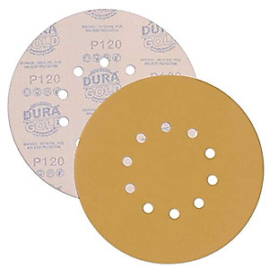 Dura-Gold Premium 9" Drywall Sanding Discs - 120 Grit (Box of 10) - 10 Hole Pattern Sandpaper Discs with Hook & Loop Backing, Fast Cutting Aluminum Oxide Abrasive - For Drywall Power Sander, Sand Wood