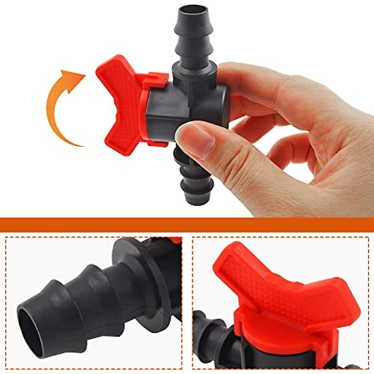 Moicstiy 6Pcs 1/2 Inch Drip Irrigation Switch Valve 16mm Ball Valve Shut-Off Switch Tubing Coupling Valve with Hose Barb for Agricultura Garden