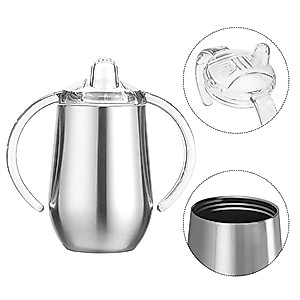 Stainless Steel Straw Sippy Cup w/Handles & Silicone Lids,10 oz BPA Free Double Wall Vacuum Insulated Sippy Cup Mug Tumbler Toddler Straw Cups for boys and girls Non-Spill Sippy Cups