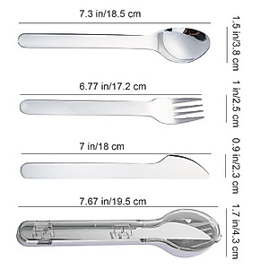 VANRA 3-Piece Portable Flatware Set Pocket Utensils Set 18/8 Stainless Steel Fork Spoon Knife Set with Case for Lunch Travel Camping School Work Picnics (Grey)